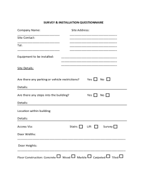 Fillable Online survey & installation questionnaire - Safelincs Fax ...