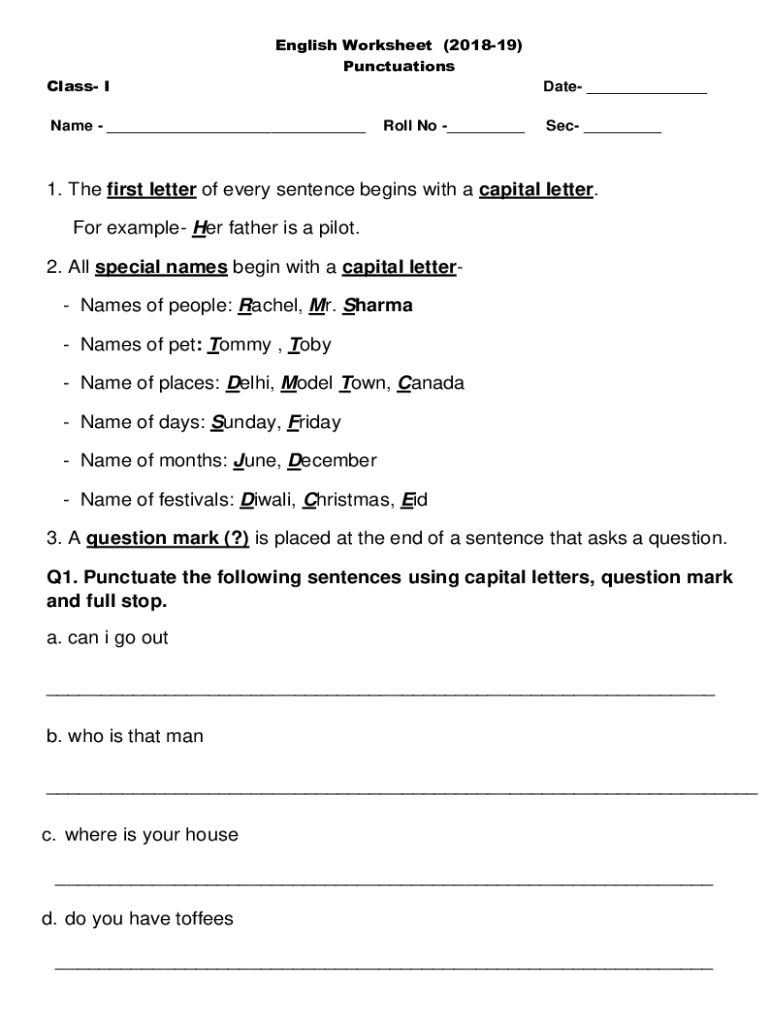 Fillable Online Choosing Punctuation Marks Worksheet - Joliet Public Schools Fax Email Print ...