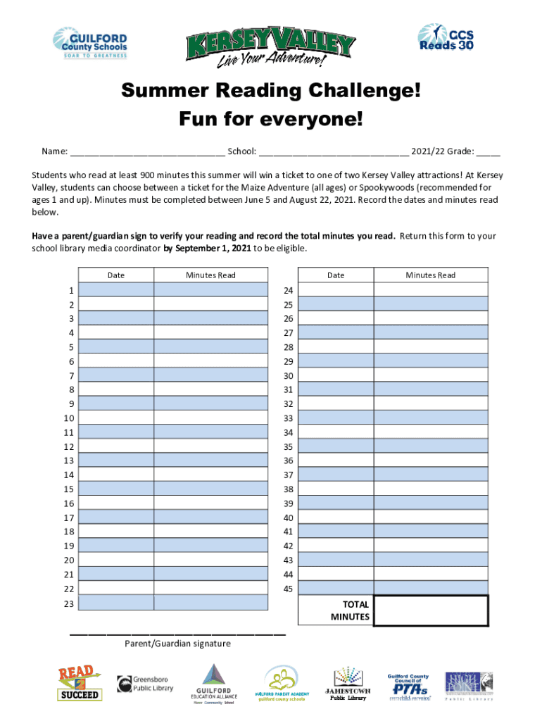Fillable Online Summer Reading Challenge! Fun for everyone! Fax Email ...