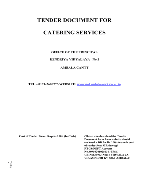 Fillable Online Tender for providing canteen servicesGovernment of ...