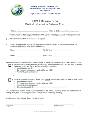Fillable Online HIPAA Release Form Medical Information Release Form Fax ...