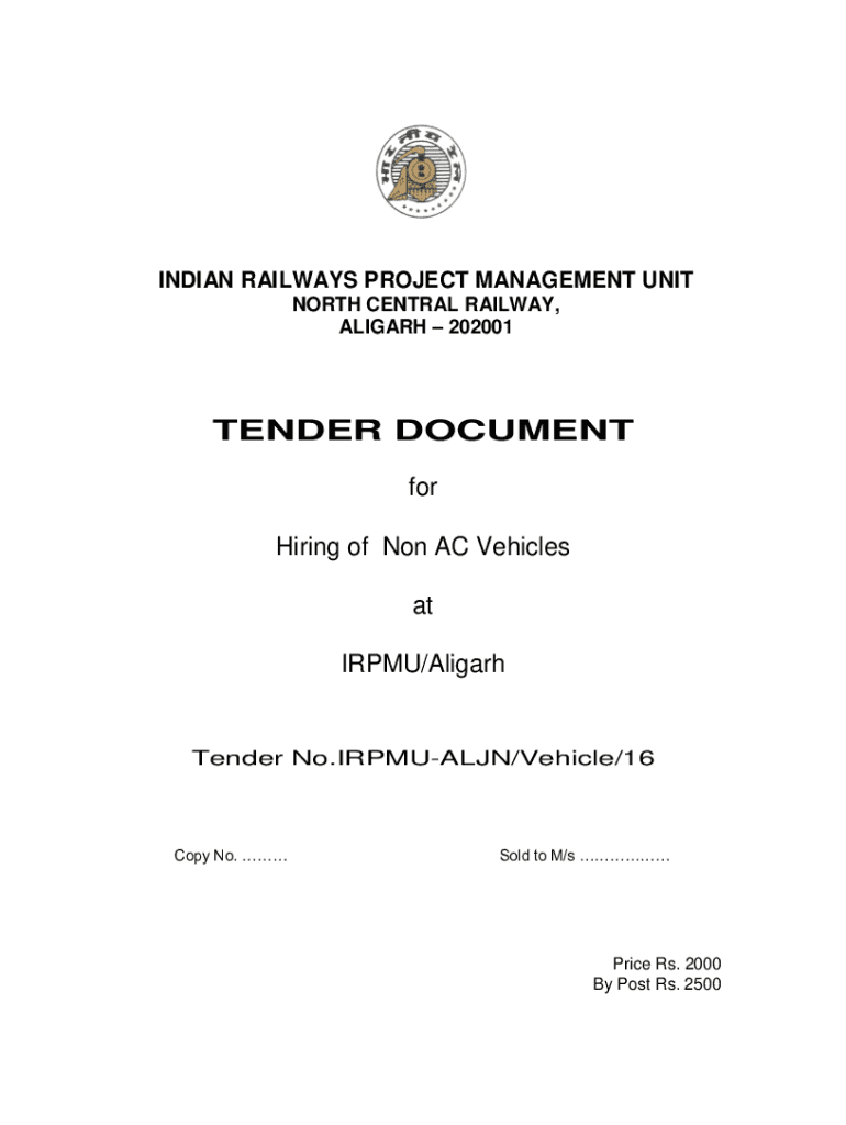 Fillable Online to show all active Tenders - North Central Railway Fax ...