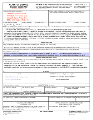 Fillable Online Claim For Damage, Injury or Death - Malmstrom Air Force ...