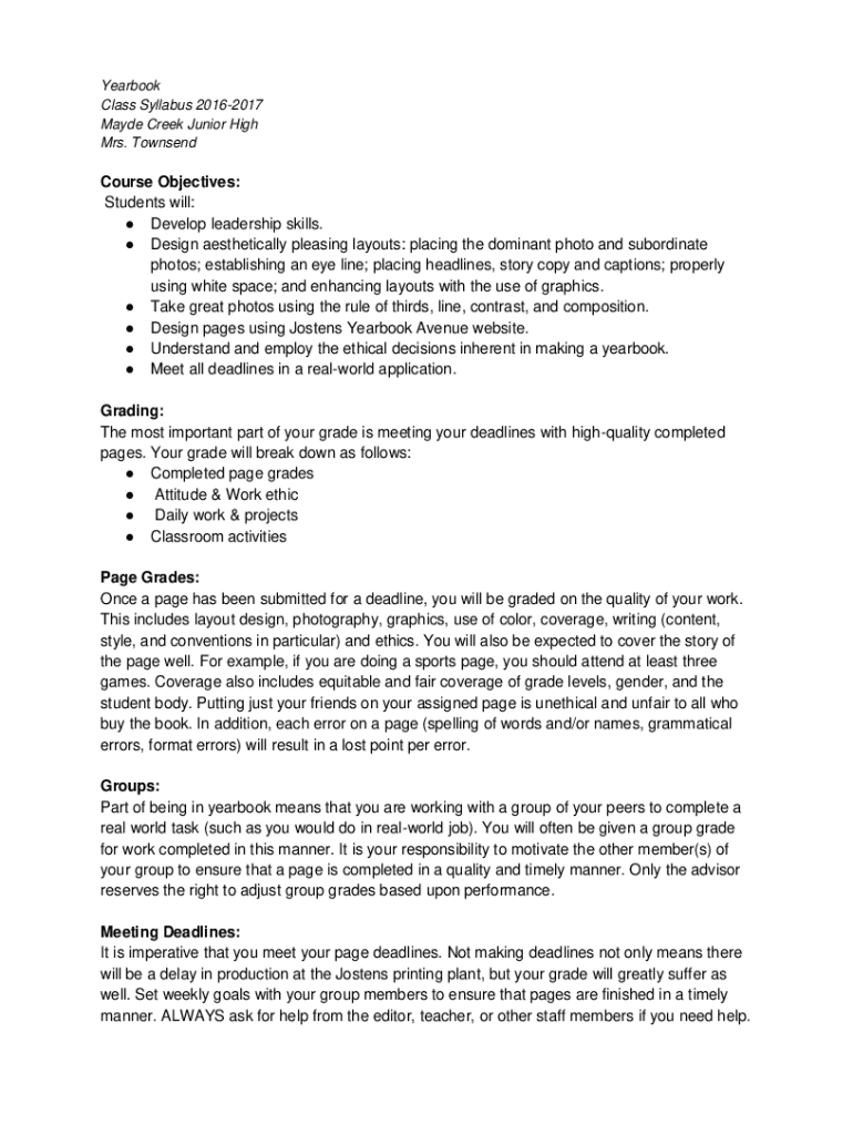 Fillable Online Students will: Develop leadership skills. Design ...