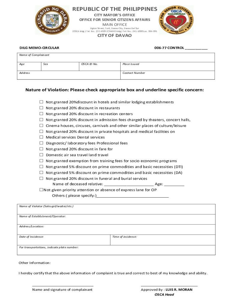 Fillable Online OSCA-Form-No - Official senior c association - Studocu ...