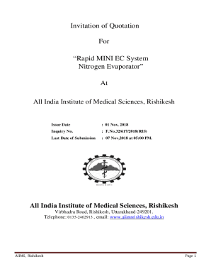 Fillable Online aiimsrishikesh edu Invitation of Quotation For Rapid MINI EC System Nitrogen ...