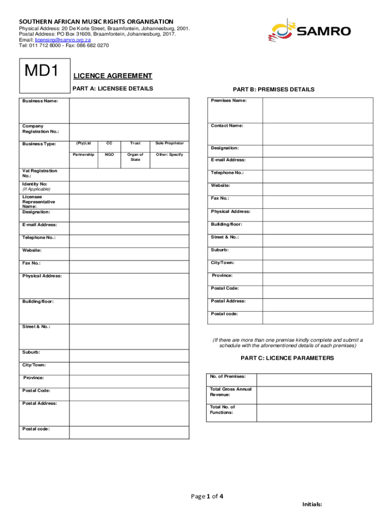 Fillable Online SOUTHERN AFRICAN MUSIC RIGHTS ORGANISATION ... - SAMRO ...