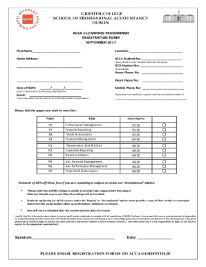 Fillable Online acca e-learning programme registration form december ...