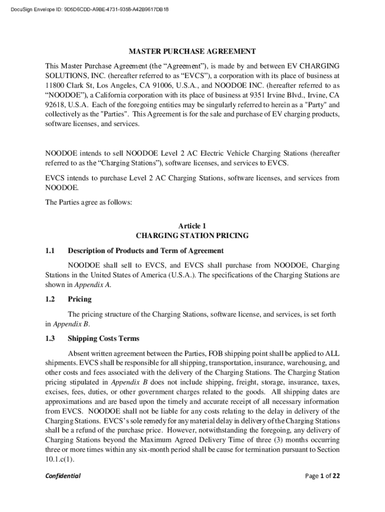 Fillable Online This Master Purchase Agreement (the Agreement), is made ...