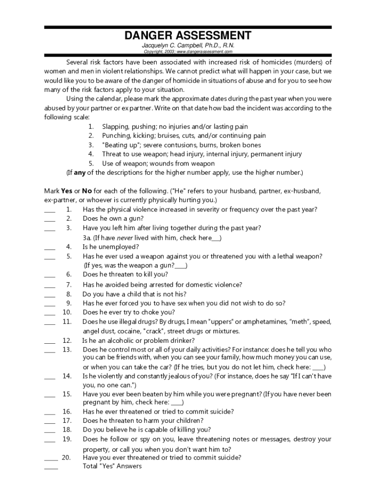 Fillable Online Assessing Risk Factors for Intimate Partner Homicide ...