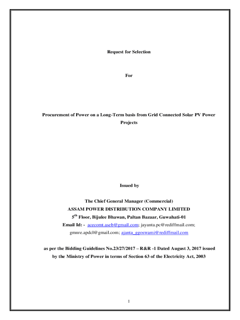 Fillable Online Request for Selection for Procurement of Power on a ...