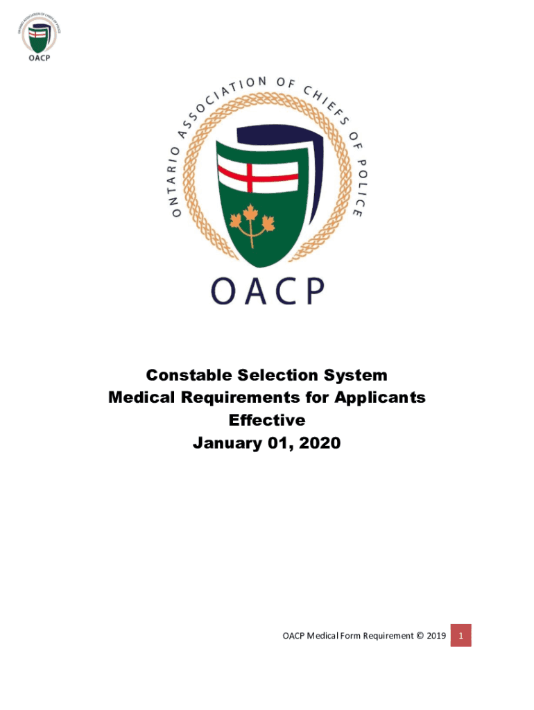 Fillable Online OACP Medical Standards - London Police Service Fax ...