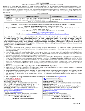 Fillable Online DRAFT LETTER OF OFFER - vccipl Fax Email Print - pdfFiller