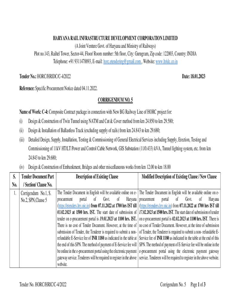 Fillable Online Contract Award Notice - Project Name: Haryana Orbital Rail ... Fax Email Print ...