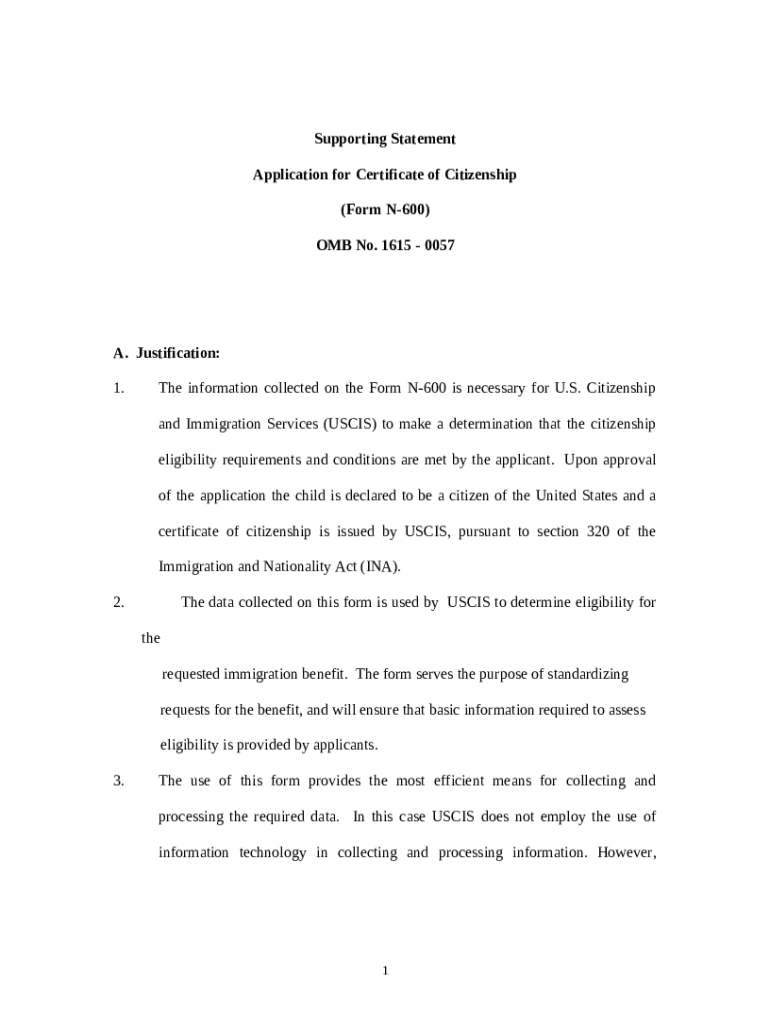 of 16 N-600, Instructions for Application for Certificate of ... Doc ...