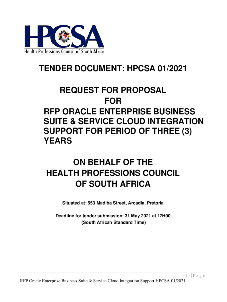 Fillable Online REQUEST FOR PROPOSALS EST FOR PROPOSALS - HPCSA Fax ...
