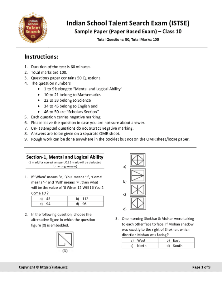 Nstse Full Form - Fill Online, Printable, Fillable, Blank | pdfFiller