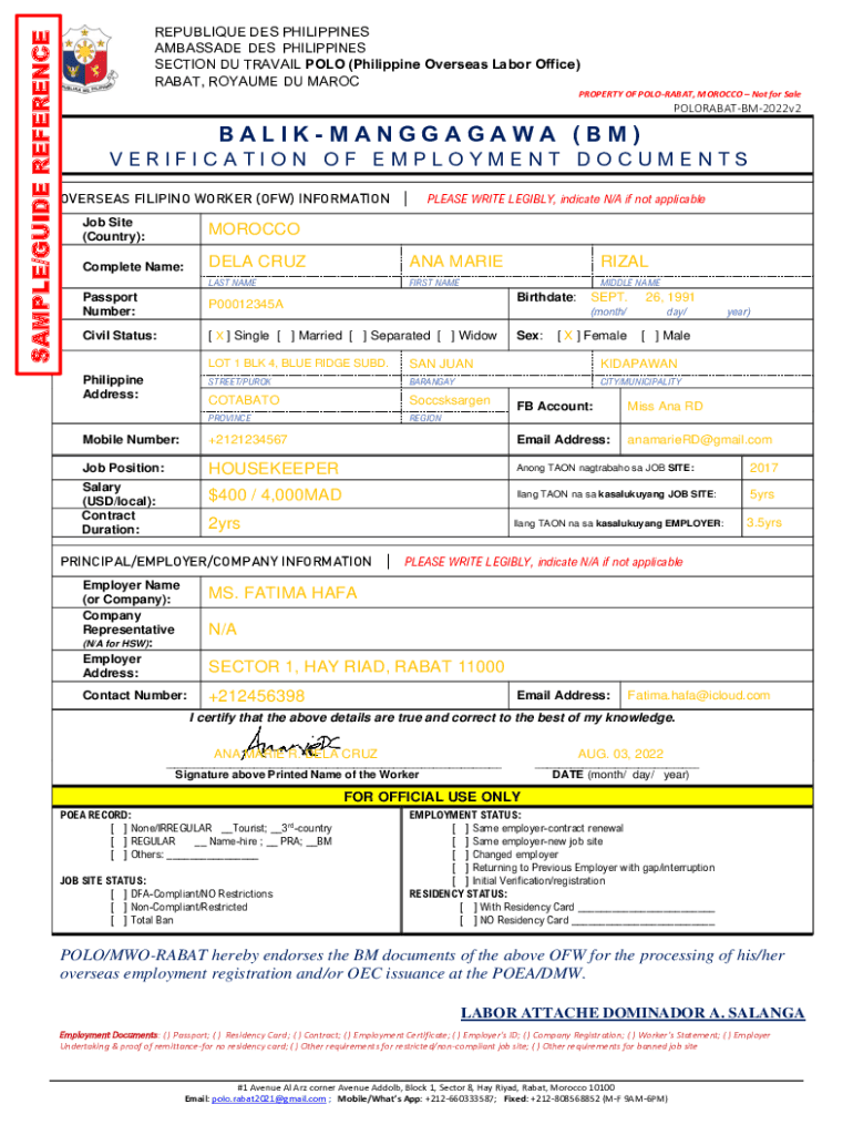 Fillable Online How to Apply OEC Certificate in Rabat, Morocco - POLO ...
