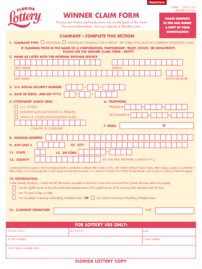 Fillable Online WINNER CLAIM FORM - The Player's Guide Fax Email Print ...