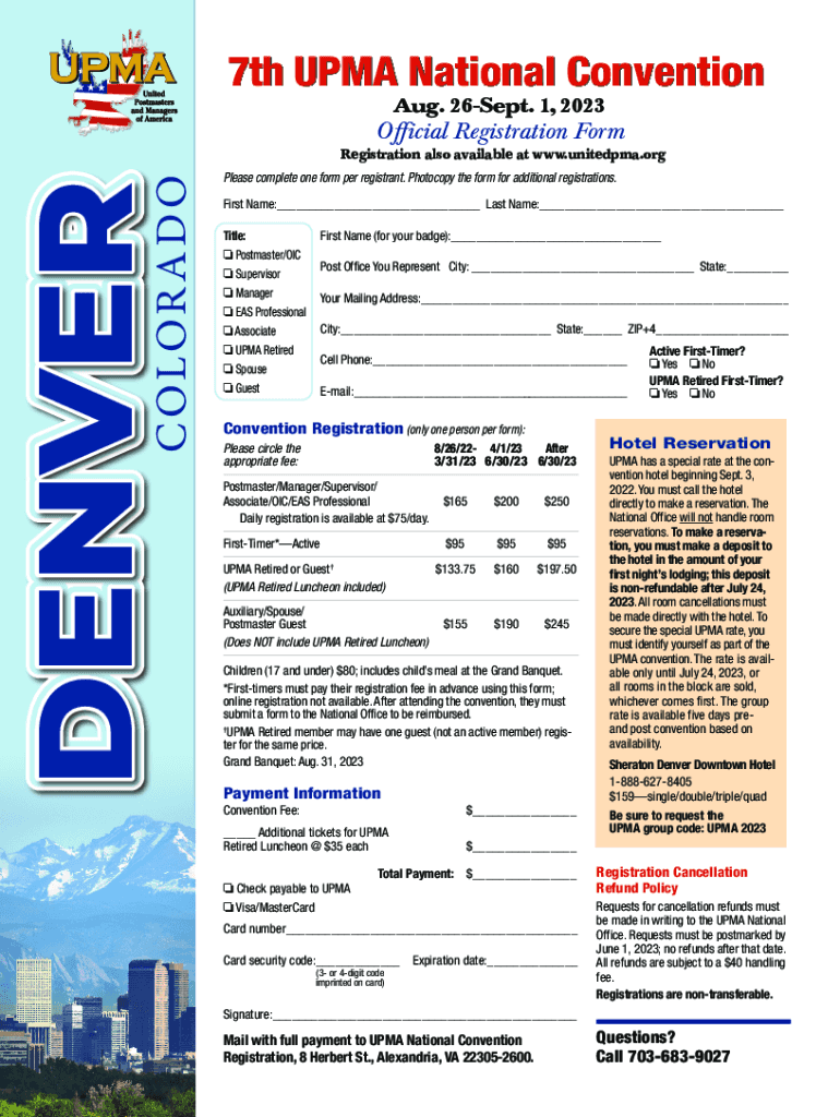 Fillable Online 7th UPMA National Convention - United PMA Fax Email ...