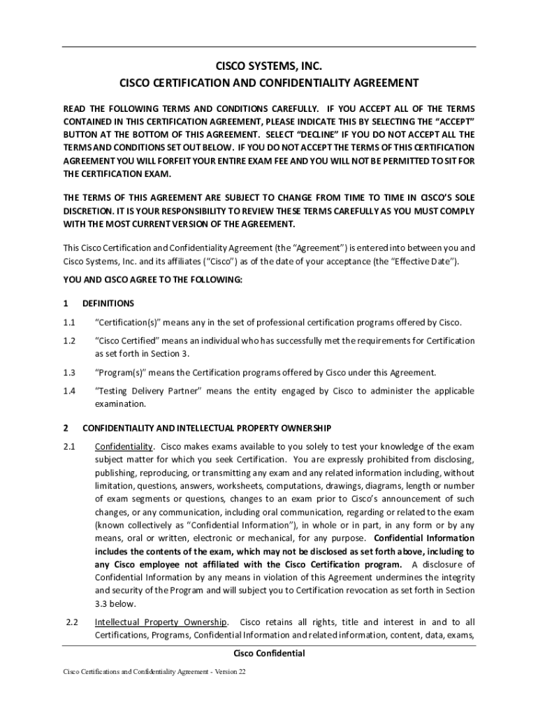 Fillable Online cisco certifications trademark agreement Fax Email ...
