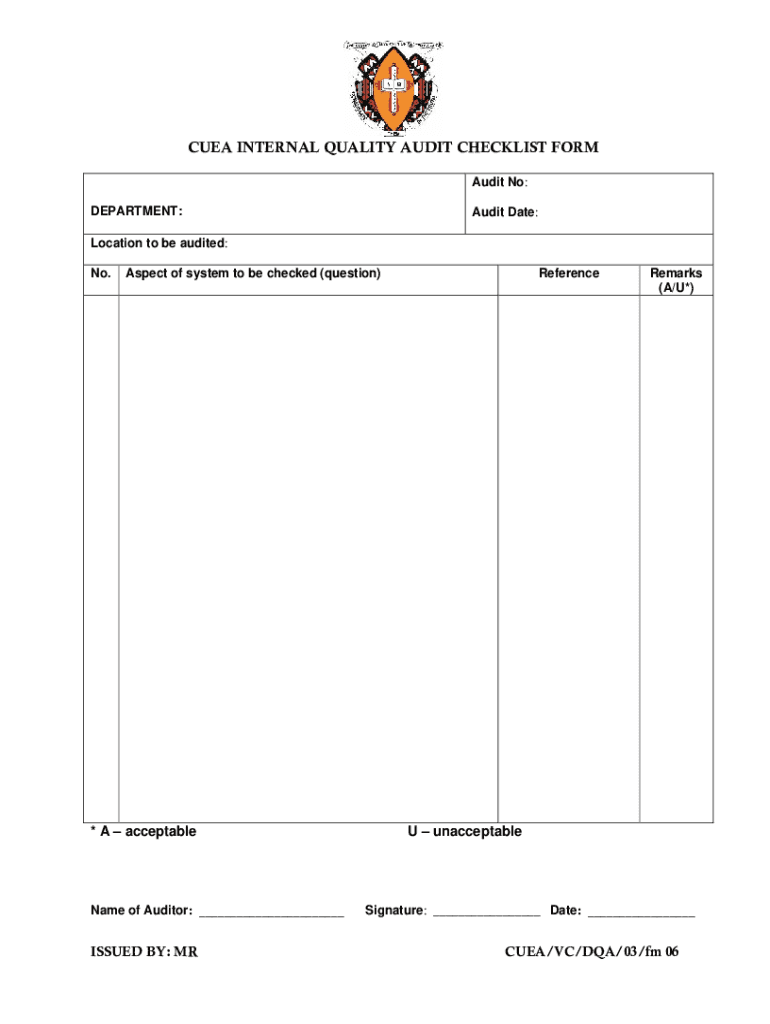 Fillable Online Sample Checklists for Conducting Internal Monitoring ...