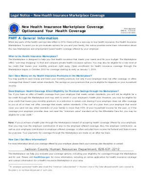 Fillable Online Legal NoticeNew Health Insurance Marketplace Coverage ...