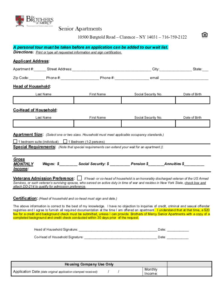 Fillable Online Section 202 Supportive Housing for the Elderly Program ...