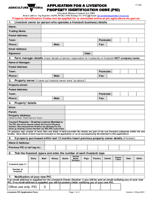 Fillable Online Application-for-a-livestock-property-identification-PIC ...