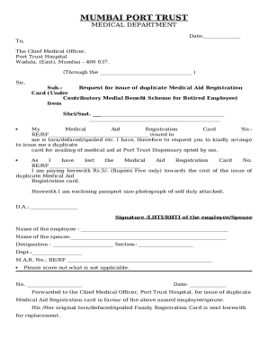 MUMBAI PORT TRUST MEDICAL DEPARTMENT Doc Template | pdfFiller
