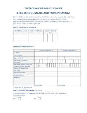 Fillable Online FSM Registration Form - Tweeddale Primary School Fax ...