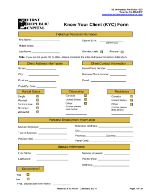 Fillable Online KYC Forms - First Republic Capital Fax Email Print ...
