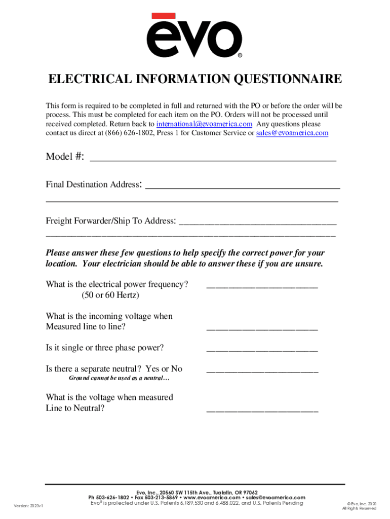 Fillable Online ELECTRICAL INFORMATION QUESTIONNAIRE Fax Email Print ...