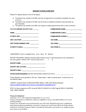 Fillable Online REQUEST FOR BILLETING MTD Fax Email Print - pdfFiller