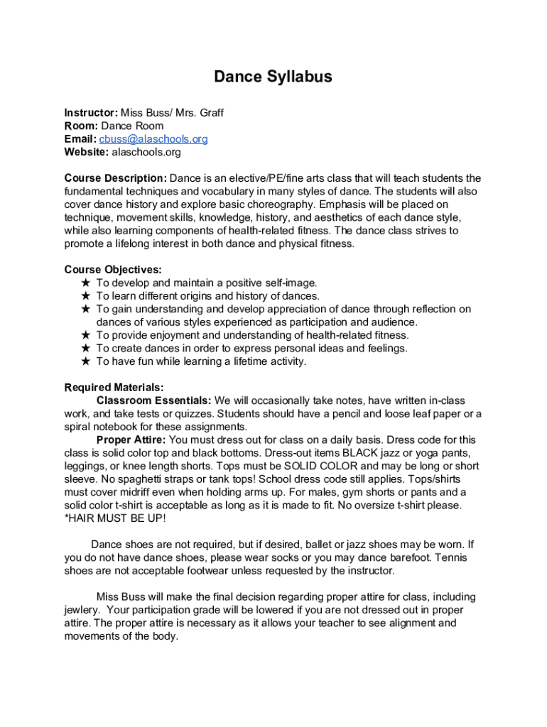 Fillable Online Dance (Middle School) - OPEN Physical Education ...