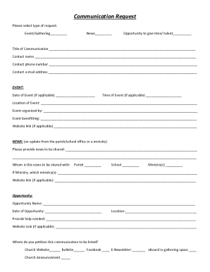 Fillable Online Communication Request - Sugar Land Methodist Church Fax ...