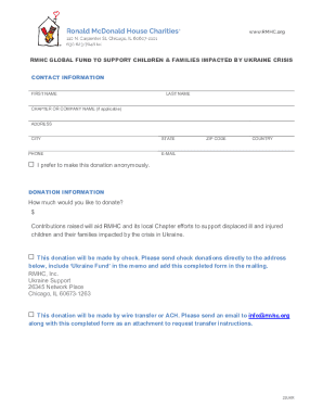Fillable Online RMHC Global announces the launch of a Ukraine appeal ...