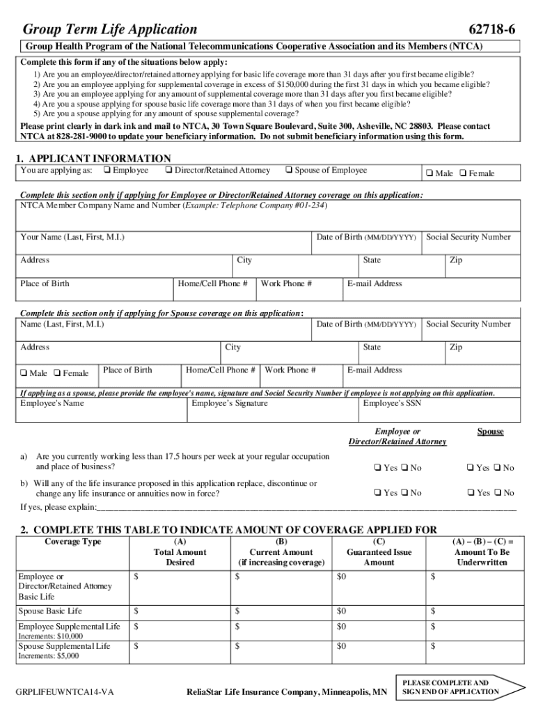 Fillable Online Group term life certificate of insurance Fax Email ...