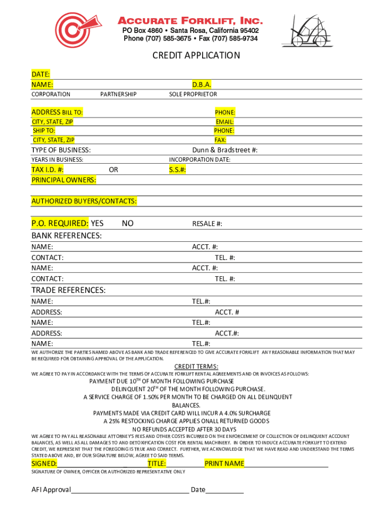 Fillable Online Accurate Forklift, Inc Fax Email Print - pdfFiller