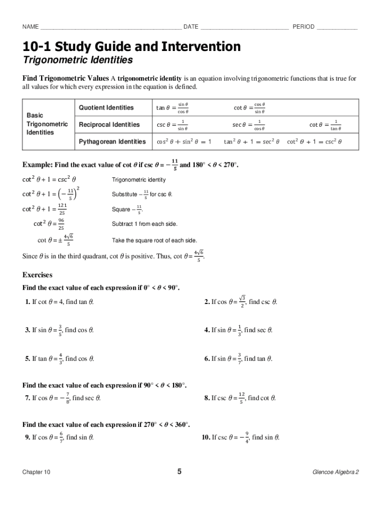 Fillable Online High School Accelerated Trigonometry Curriculum Fax ...