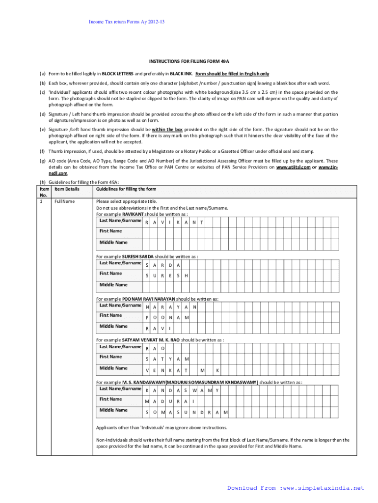 Fillable Online Is it necessary to fill the PAN application form i.e. Form 49A ... Fax Email ...