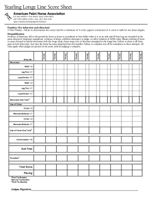Fillable Online Yearling Longe Line Score Sheet - APHA Fax Email Print ...