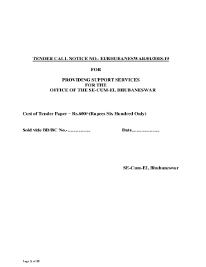 Fillable Online TENDER CALL NOTICE NO Fax Email Print - pdfFiller