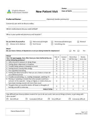 Fillable Online New Adult Primary Care Visit Form-Blue Fax Email Print ...