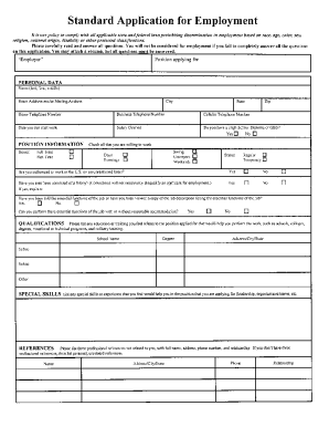 Fillable Online Standard Application for Employment El Fax Email Print ...
