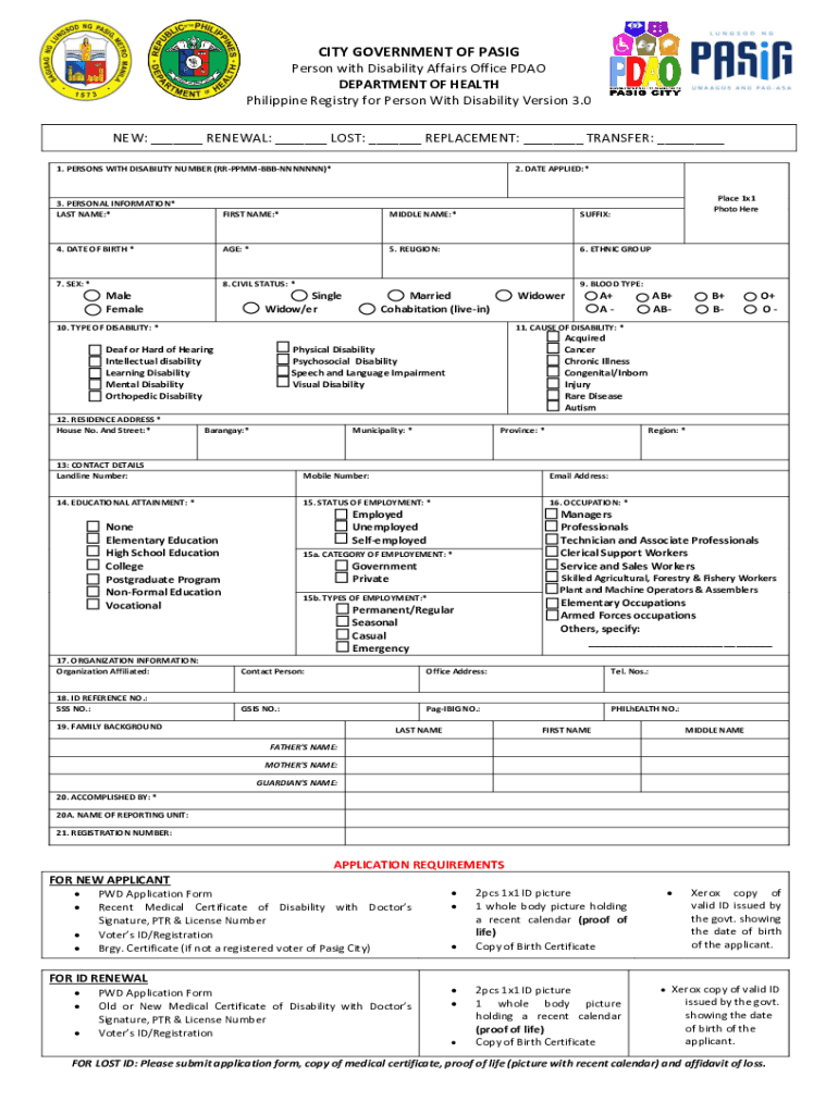 Fillable Online Application Form - pwd.doh.gov.ph Fax Email Print - pdfFiller