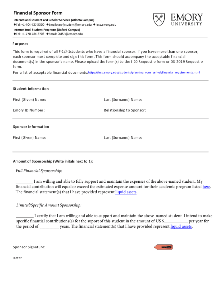 Fillable Online isss emory International Student and Scholar Services ...