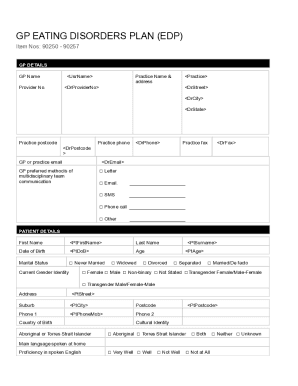 Fillable Online GP EATING DISORDERS PLAN (EDP)Vita Healthcare Fax Email ...