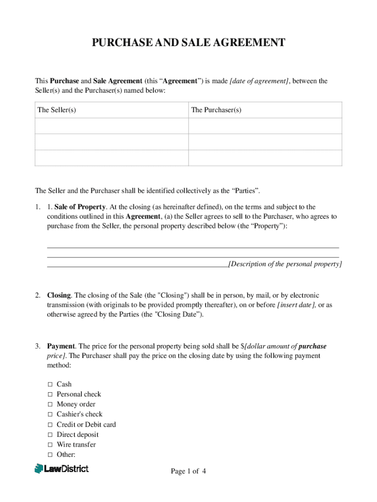 Fillable Online Purchase Agreement-template Fax Email Print - pdfFiller