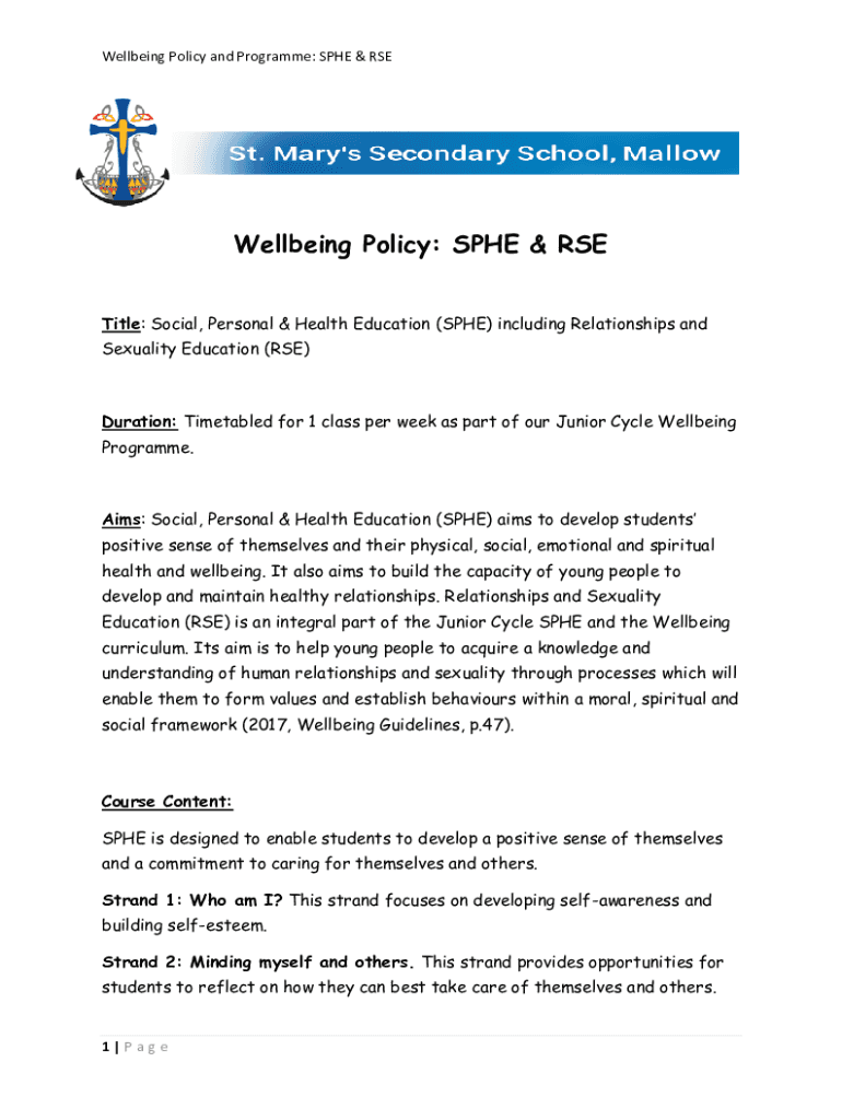 Fillable Online Wellbeing Policy Statement and Framework for Practice ...